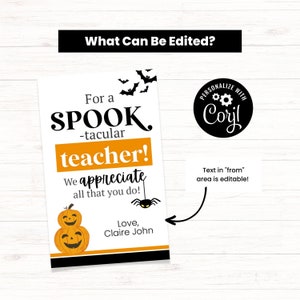 Halloween Teacher Thank You, Halloween Teacher Appreciation, Halloween ...