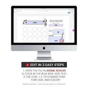 Cello Practice Chart, Printable Practice Log, Cello Practice Tracker ...