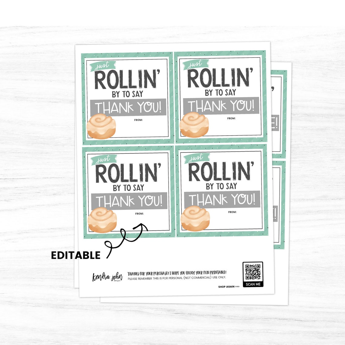Cinnamon Roll Thank You Thank You Gift Tags Printable Thank - Etsy