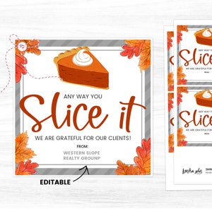Pie Gift Tag, Thanksgiving Realtor Pop by Tag, Realtor Halloween ...