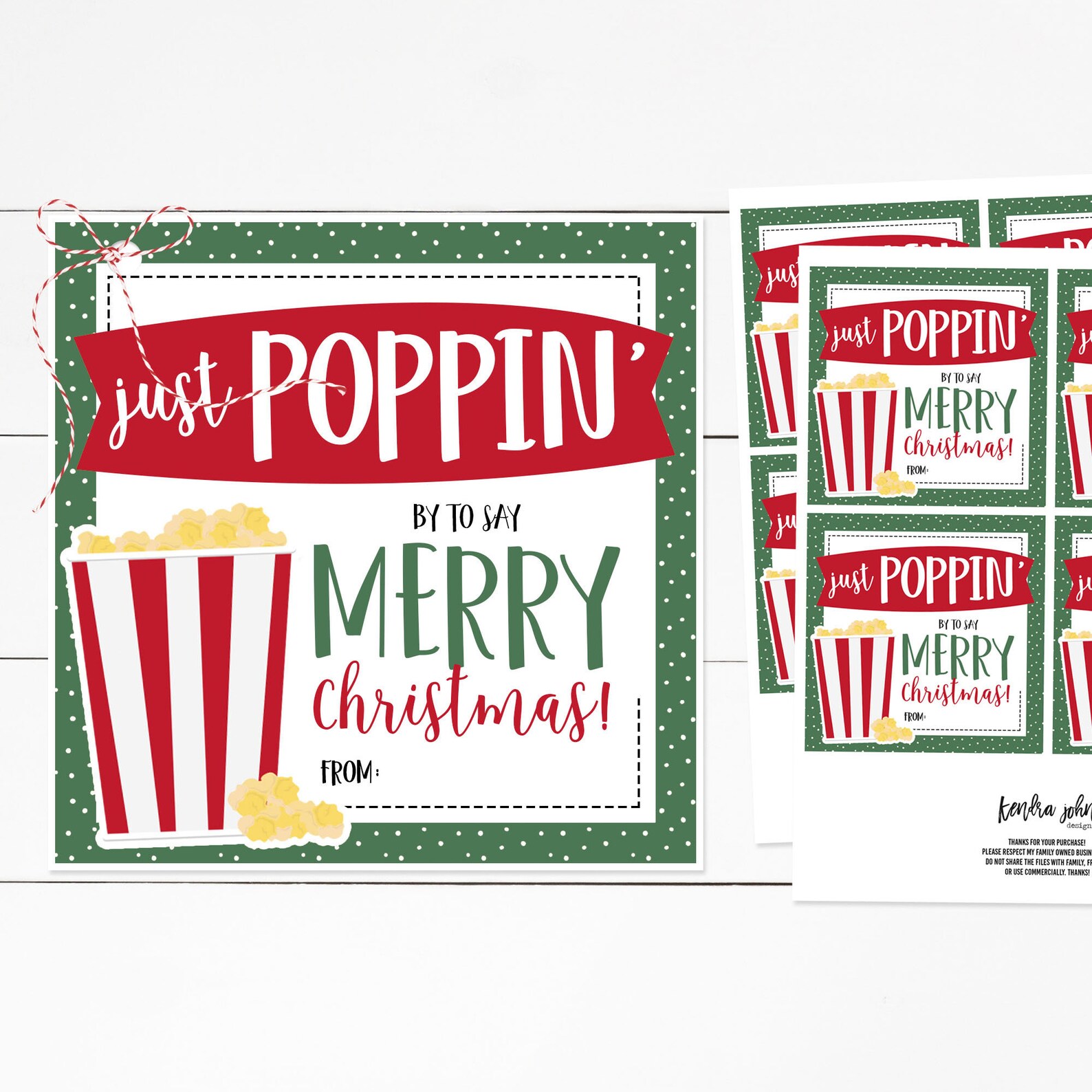 Neighbor Christmas Gift Popcorn Gift Tag Office Staff PTA - Etsy