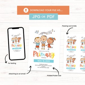 Primary Program Invite, Primary Presentation Invitation, LDS Primary ...