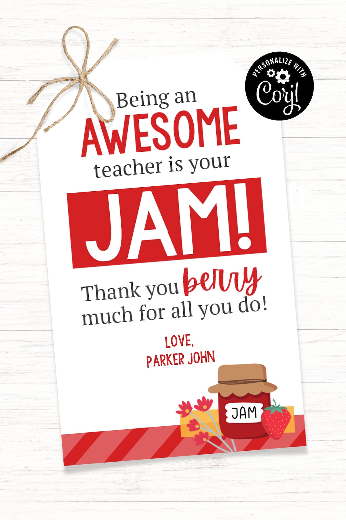 Jam Teacher Tag Jam Gift Tag Teacher Thank You Tag Teacher - Etsy