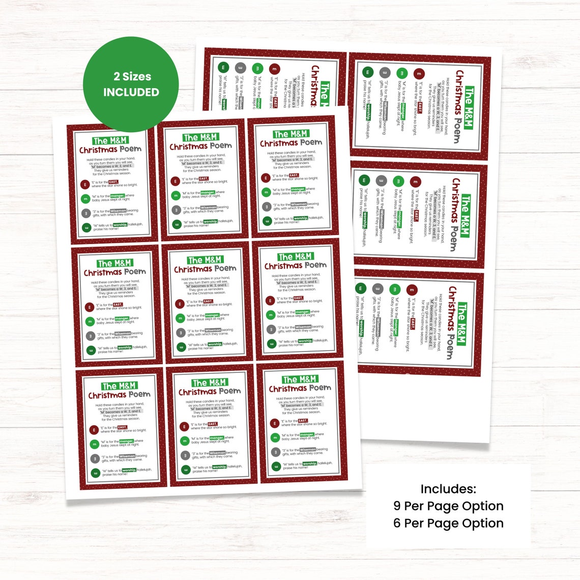 Christmas Poem Printable, LDS Christmas Printable, M&M Christmas Poem ...