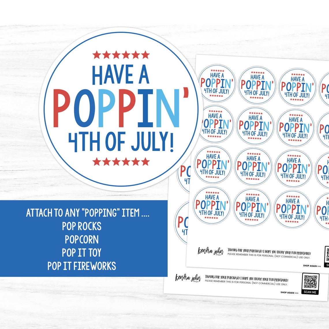 4th of July Tag, Have a Poppin 4th of July, Pop Rocks Tag, 4th of July ...