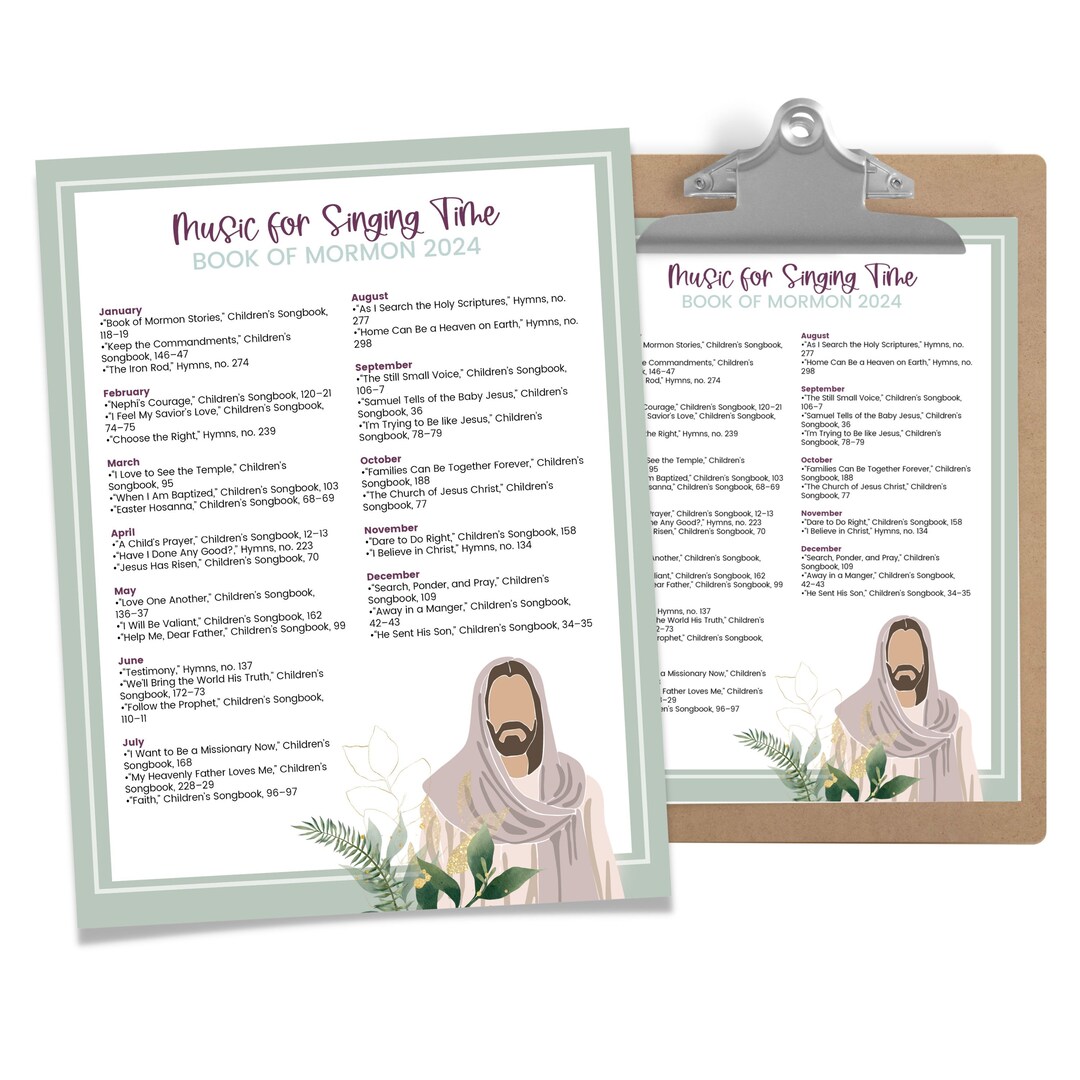 Singing Time 2024, Primary Music Schedule, Primary Chorister Binder ...