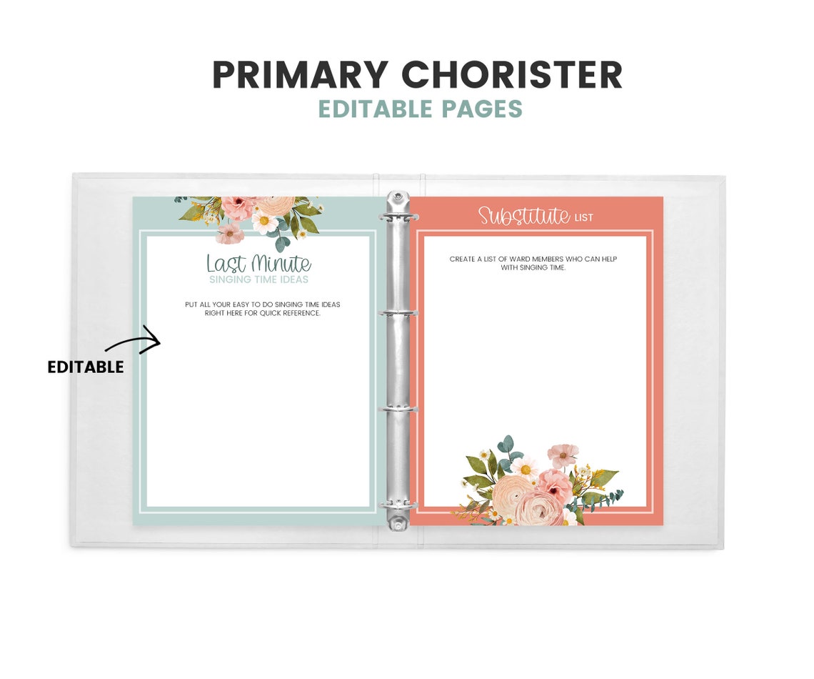 Primary Chorister Planner Singing Time Binder Music Leader - Etsy