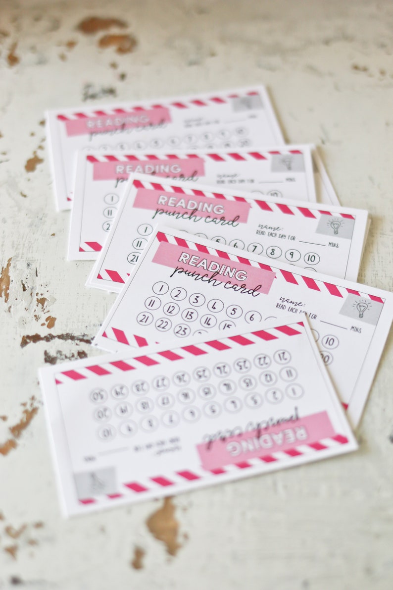 Reading Punch Card Reward Chart Homeschool Reading Log - Etsy