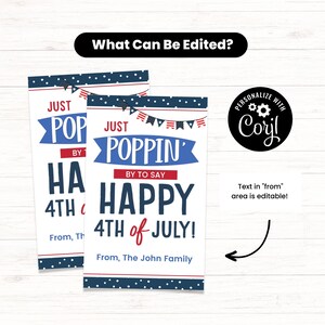 4th of July Popcorn Tag, July Employee Appreciation, 4th of July Treat ...