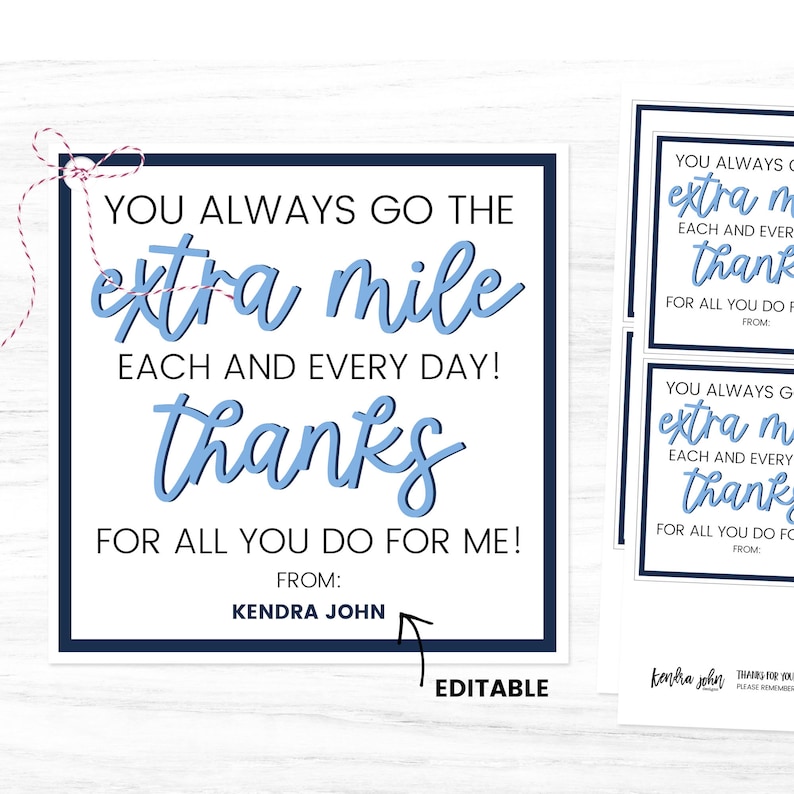 Extra Mile Tag Employee Appreciation Gift Tags Staff Thank - Etsy
