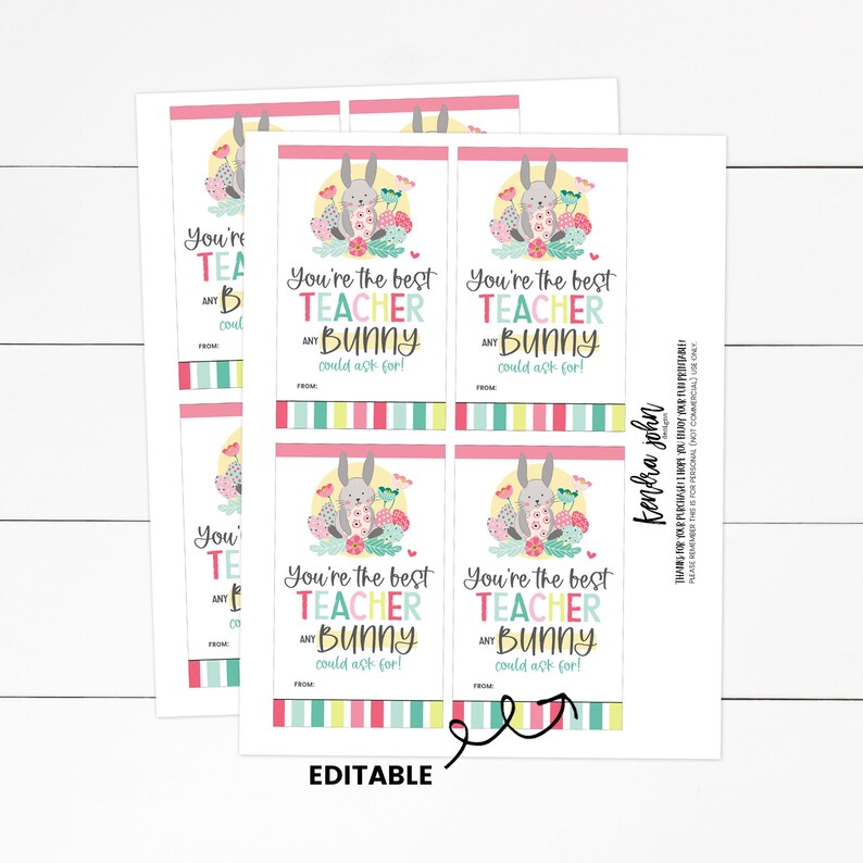 Easter Teacher Appreciation Easter Teacher Printable Bunny - Etsy