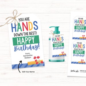 Soap Birthday Tag, Hands Down the Best, Hand Soap Gift Tag, Printable ...