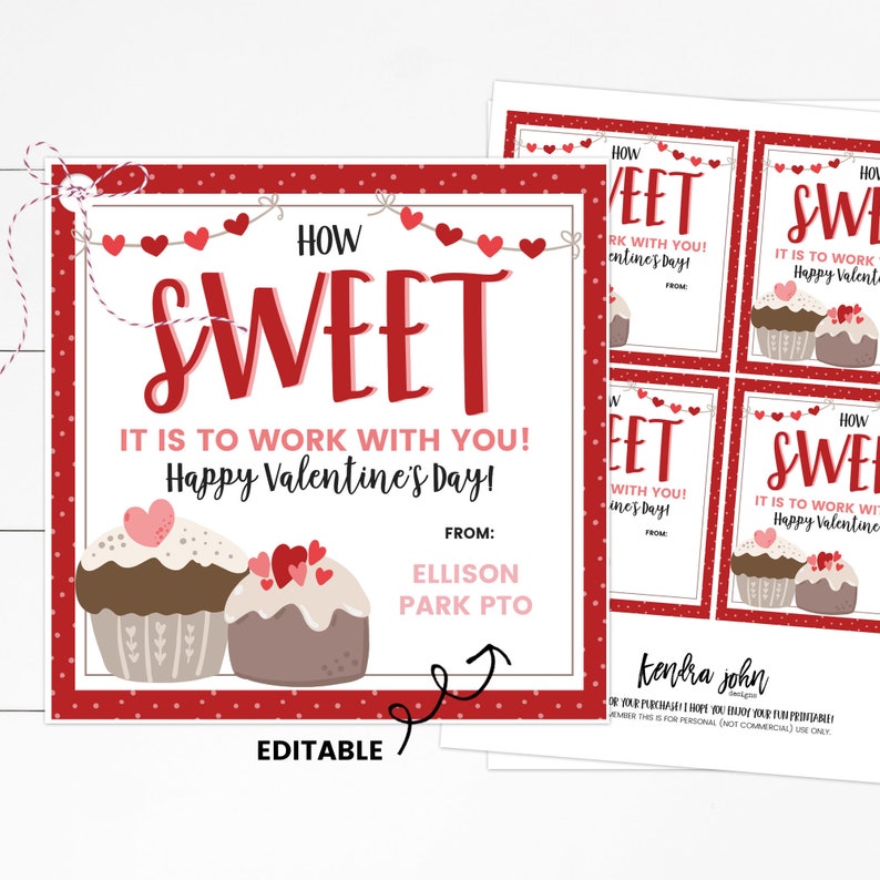 Coworker Valentine Valentine Thank You Tag Valentine Staff - Etsy