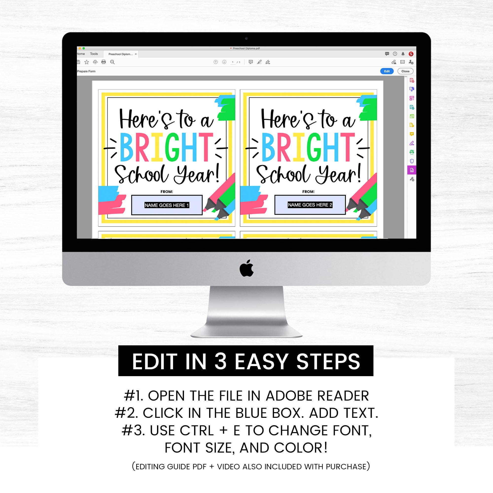 Highlighter Gift Tag, Bright School Year, Back to School Gift Tag ...