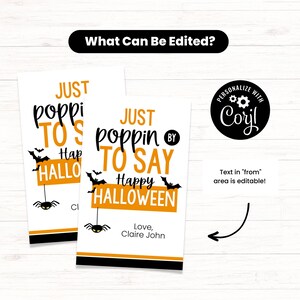 Pop It Halloween Tag, Class Halloween Gift, Just Poppin By, Non Candy ...
