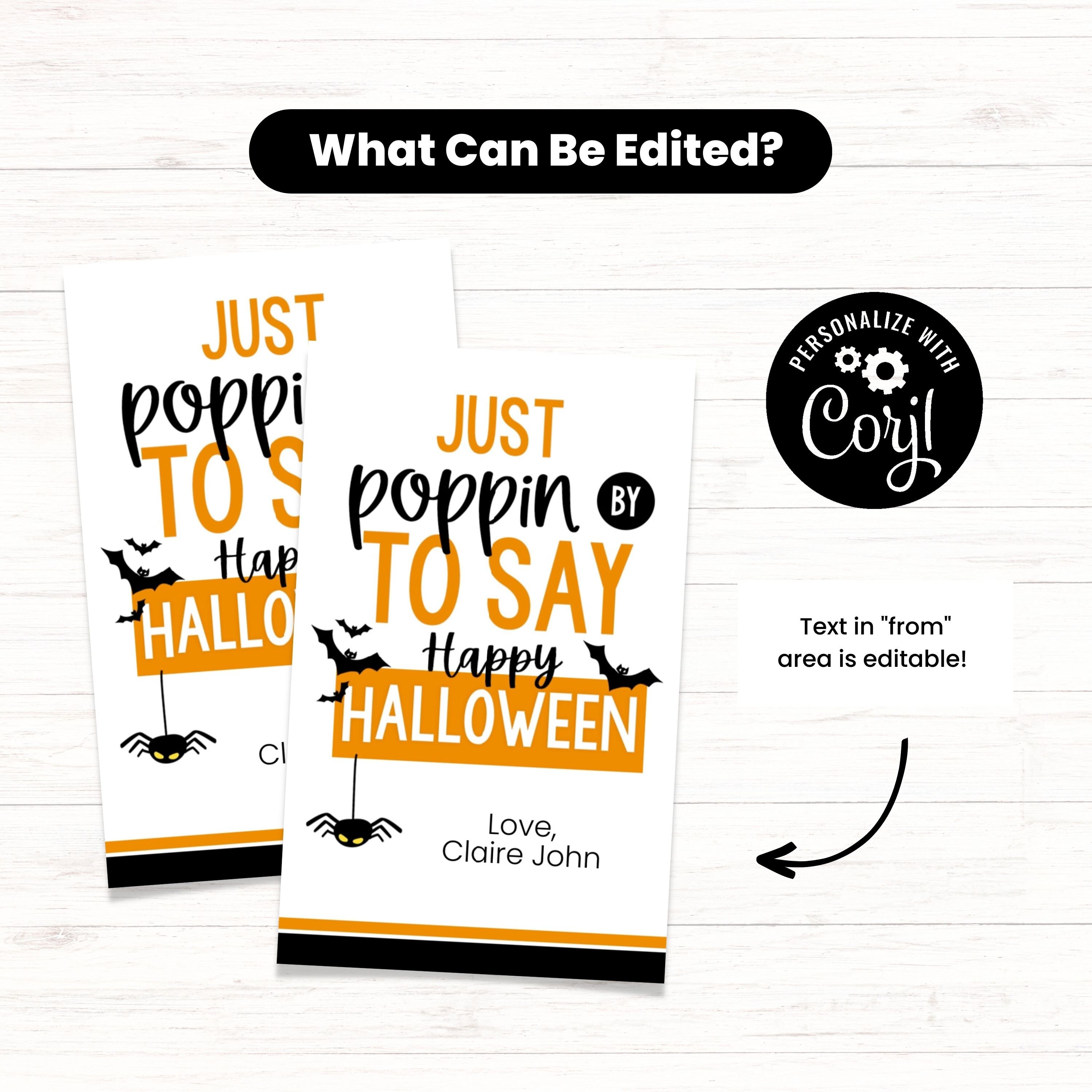 Pop It Halloween Tag, Class Halloween Gift, Just Poppin By, Non Candy ...
