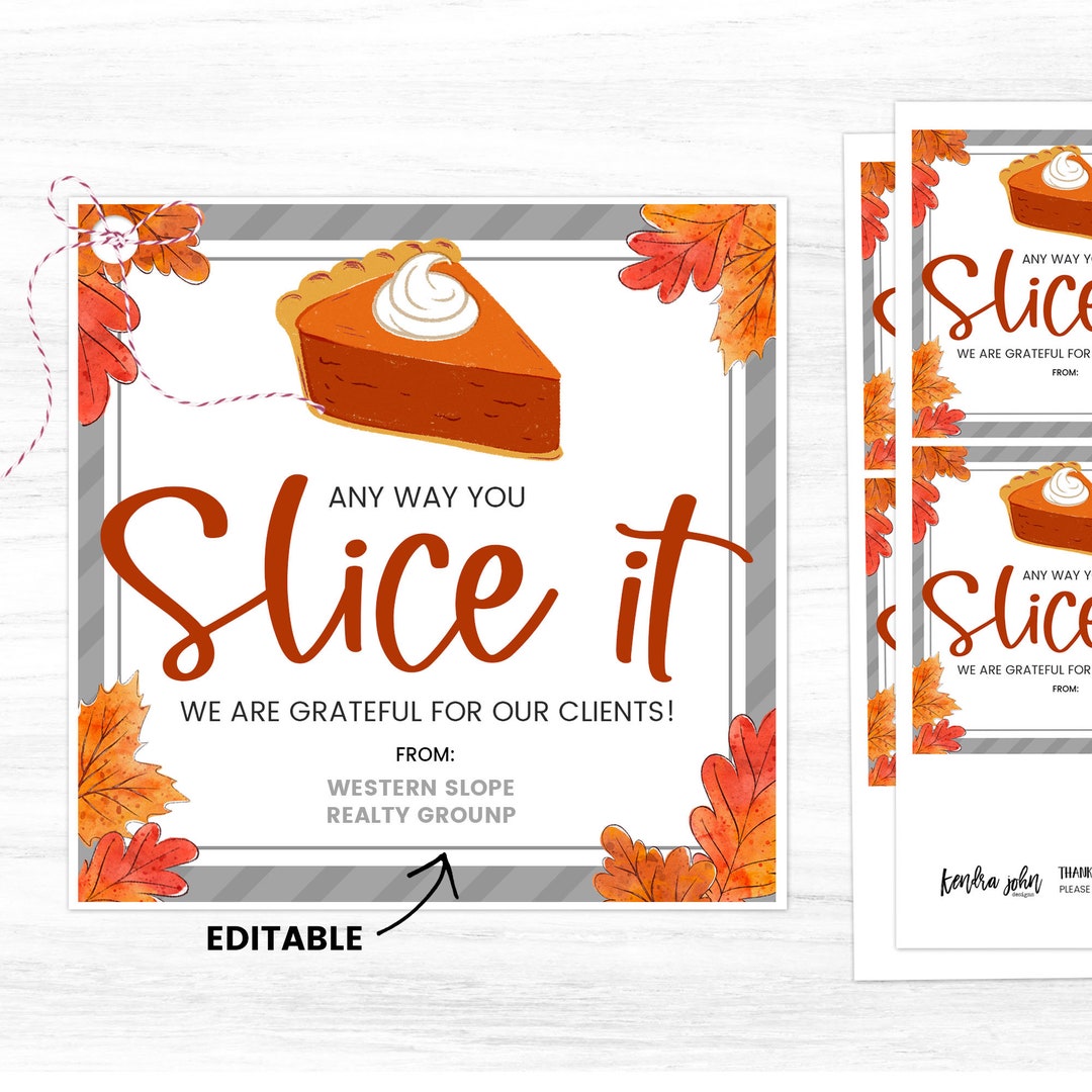 Pie Gift Tag, Thanksgiving Realtor Pop by Tag, Realtor Halloween ...