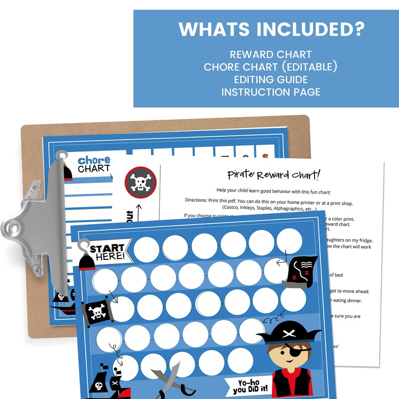 Pirate Reward Chart Chore Chart Kids Reward Chart Daily Job | Etsy