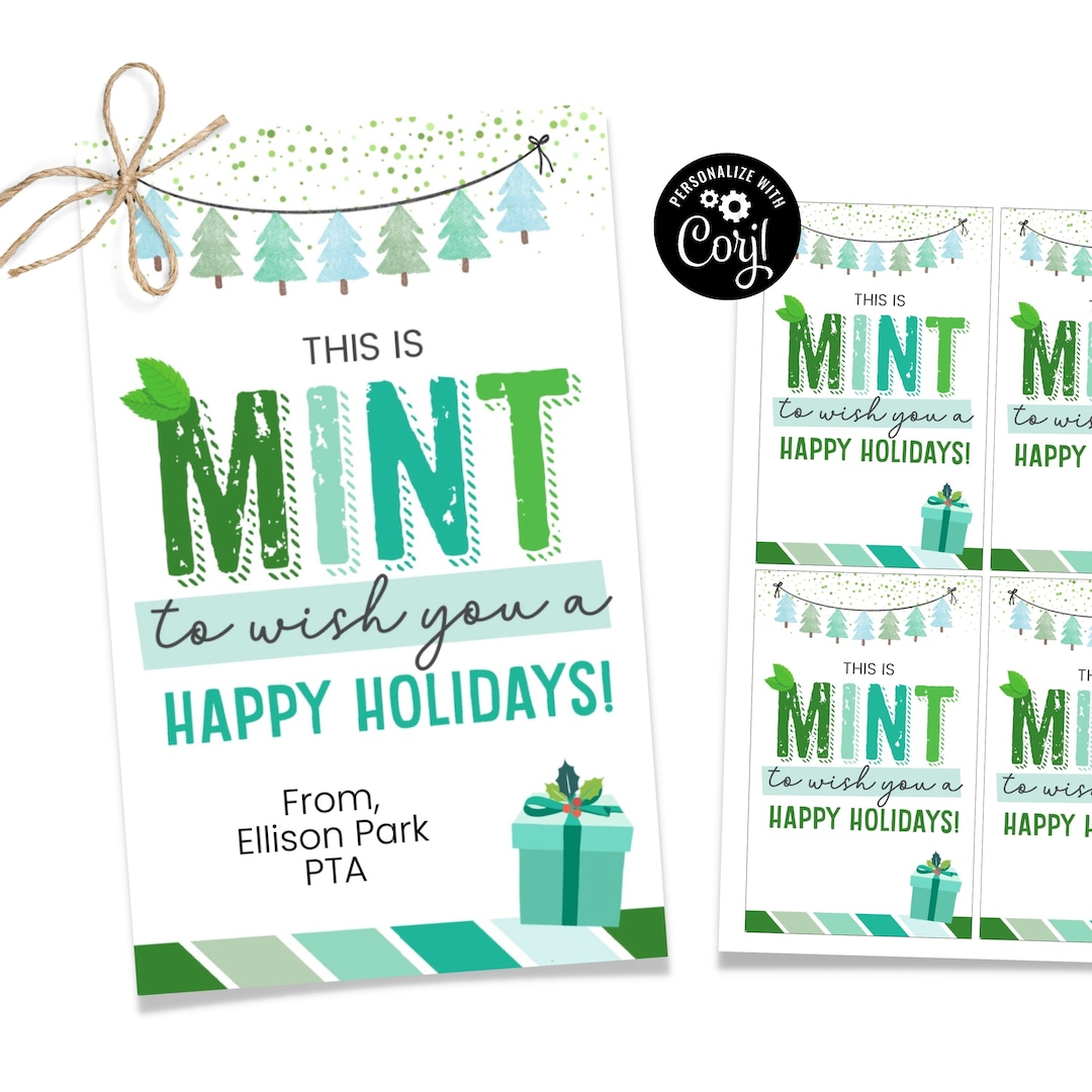 Mint Christmas Gift Tag, Christmas Staff Gift Tag, Gum Tag Christmas ...