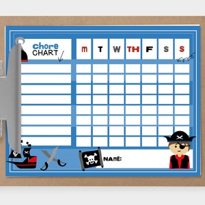 Pirate Reward Chart, Chore Chart, Kids Reward Chart, Daily Job Chart - Etsy