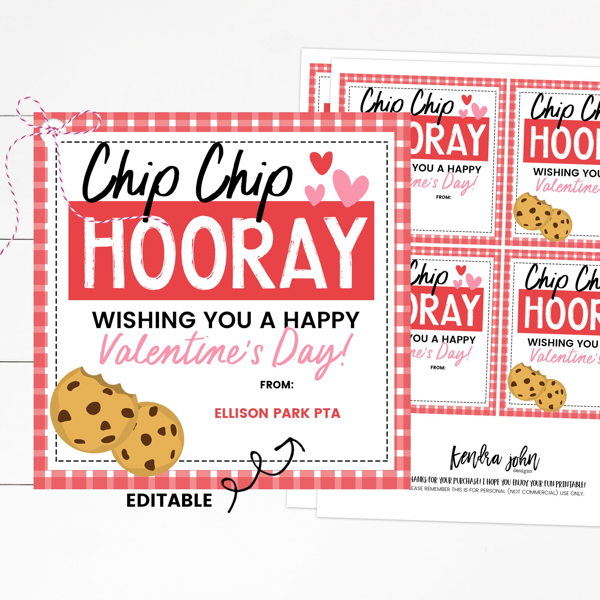 Valentine Cookie Gift Tag Valentine Staff Gift Tag Valentine - Etsy