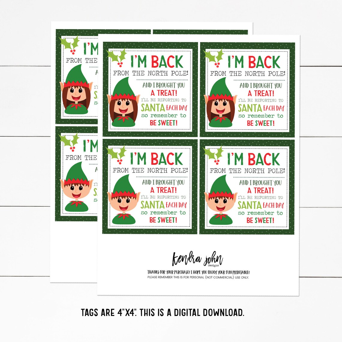 Elf I'm Back Tag, Elf Treat Tag, Elf Arrival Letter, Elf Welcome Back ...