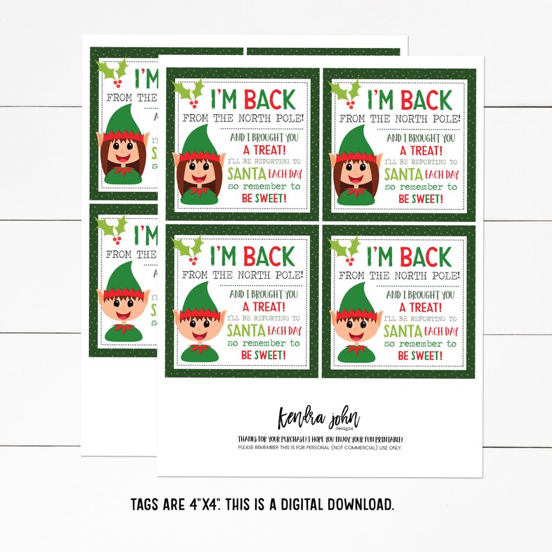 Elf I'm Back Tag Elf Treat Tag Elf Arrival Letter Elf | Etsy