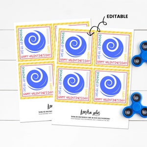 Fidget Spinner Valentines, Valentines Fidget Tag, Valentine's Day Favor ...