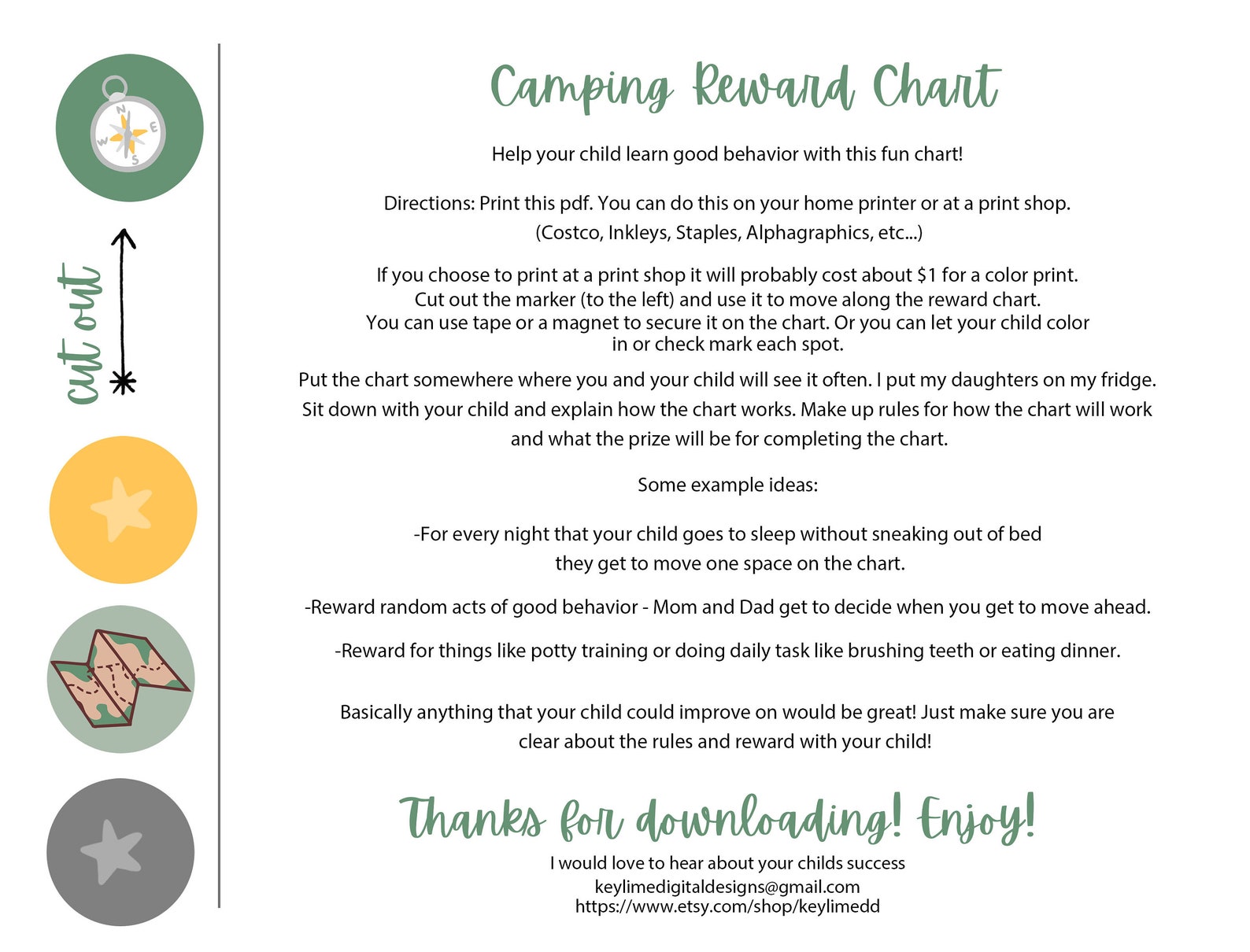Reward Chart Printable, Kids Chore Chart, Behavior Chart, Camping ...