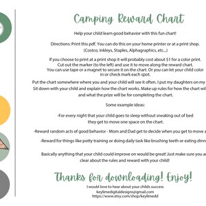 Reward Chart Printable, Kids Chore Chart, Camping, Digital Download ...