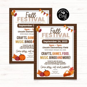 Fall Festival Flyer, Fall Fundraiser, Fall School Event, Harvest ...