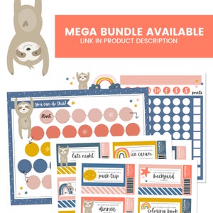 Sloth Chart, Kids Reward Chart, Kids Chore Chart, Toddler Reward Chart ...