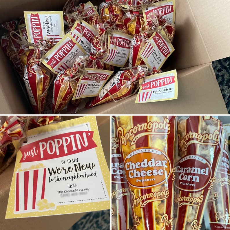New Neighbor Gift, Treat Tag, Popcorn, Welcome to the Neighborhood ...