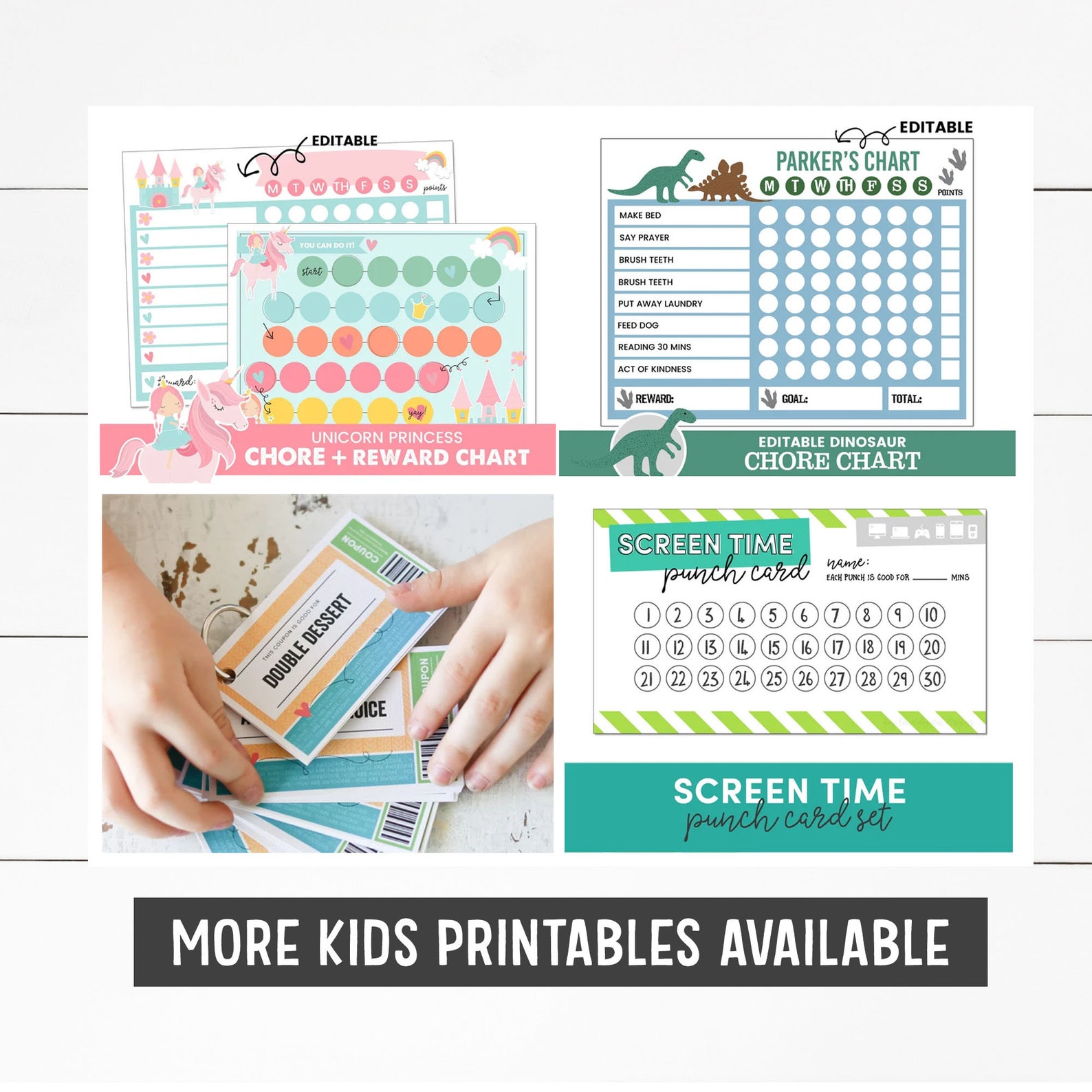 Kids Punch Cards Punch Card Template Chore Punch Card - Etsy