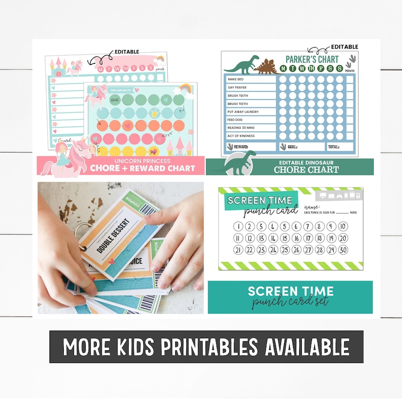 Kids Punch Cards, Punch Card Template, Chore Punch Card, Reward Chart ...
