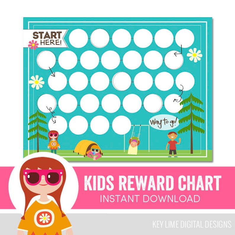 Kids Reward Chart Summer Camping Outdoors Behavior | Etsy