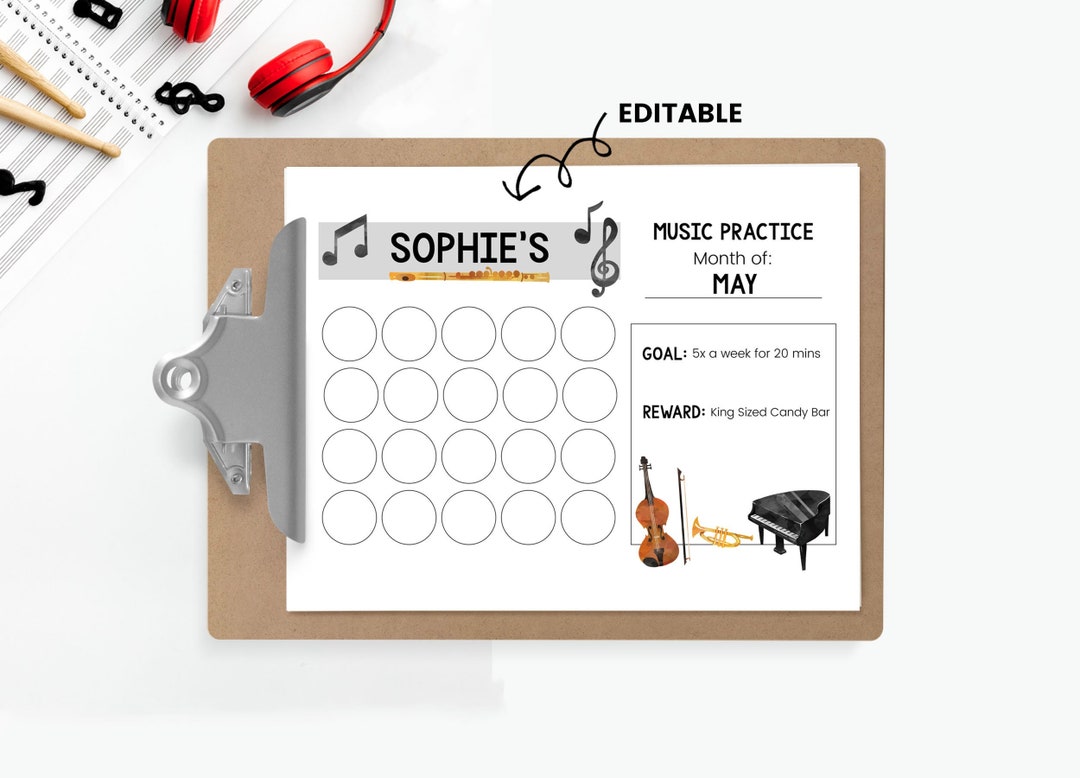 Voice Practice Chart, Printable Practice Log, Violin Practice Tracker ...