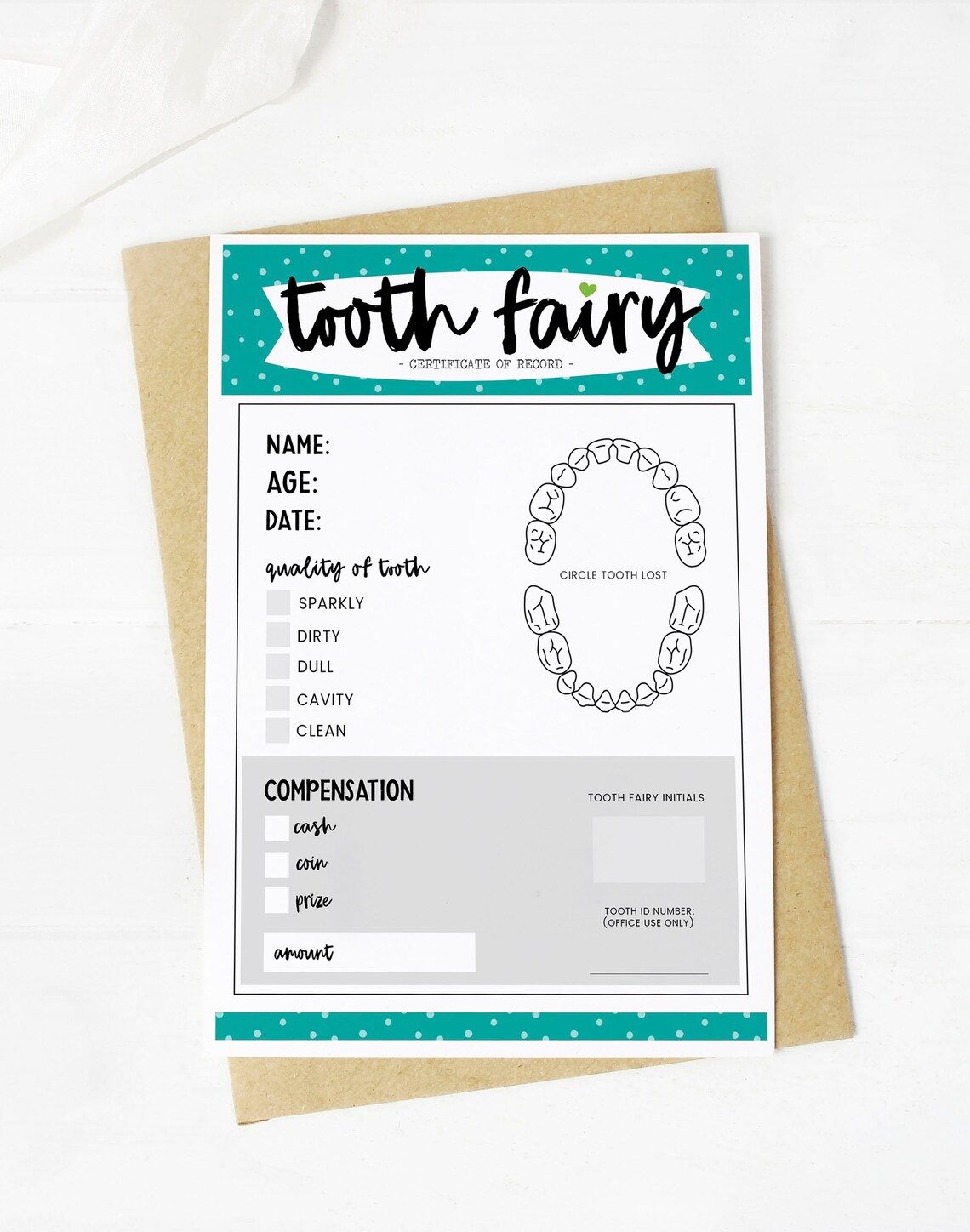 Tooth Fairy Receipt, Lost Tooth Receipt, Tooth Fairy Printable ...