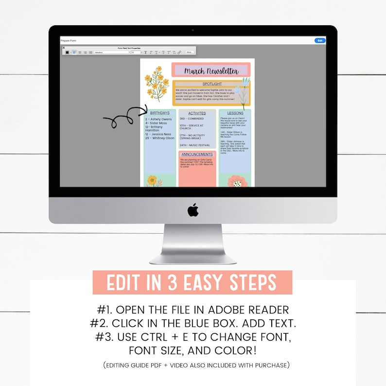 Young Women Newsletter, Newsletter Template, Editable Template, Young ...