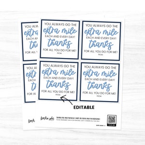 Extra Mile Tag, Employee Appreciation Gift Tags, Staff Thank You Card ...