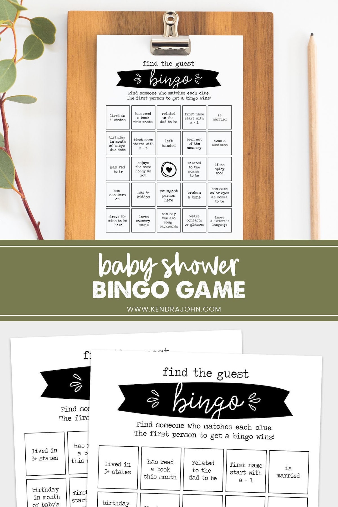 Printable Baby Shower Bingo, Baby Shower Bingo Game, Find the Guest ...