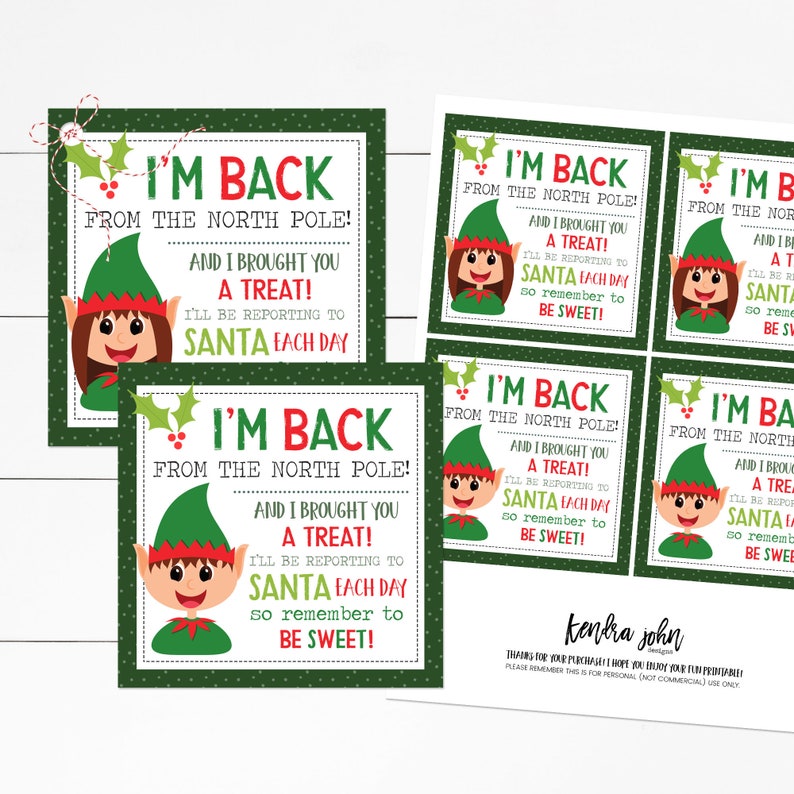 Elf I'm Back Tag Elf Treat Tag Elf Arrival Letter Elf - Etsy