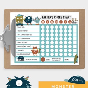 Kids Chore Chart, Reward Chart, Printable Chore Chart, Kids Routine ...