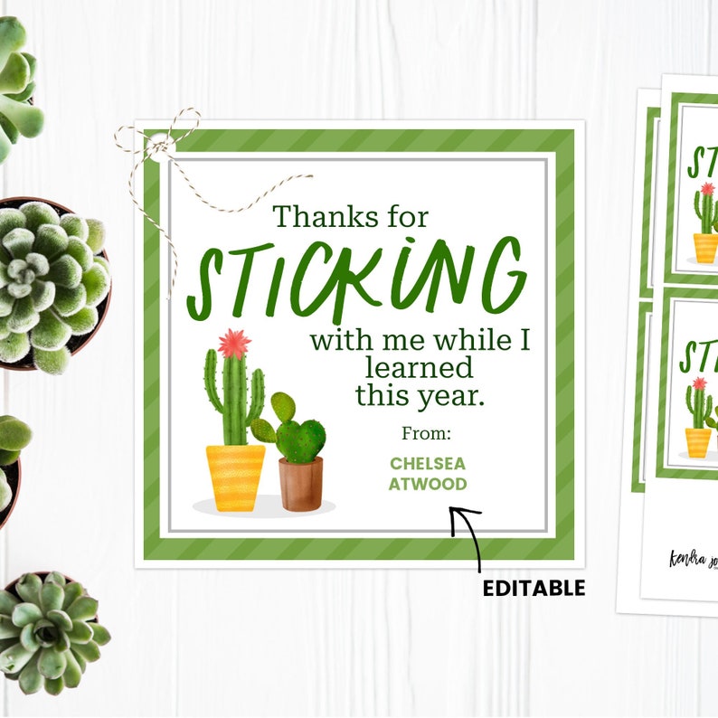 Cactus Teacher Tag Teacher Appreciation Printable Tag - Etsy