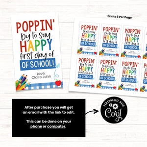 Back to School Teacher Gift, Popcorn Back to School Tag, Teacher ...