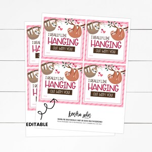 Sloth Valentine, Sloth Valentine Card Printable, Kids Classroom ...