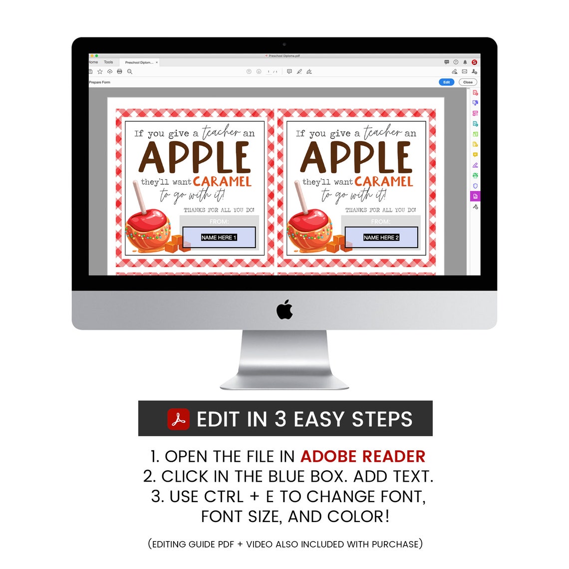 Caramel Apple Gift Tag Fall Teacher Appreciation - Etsy