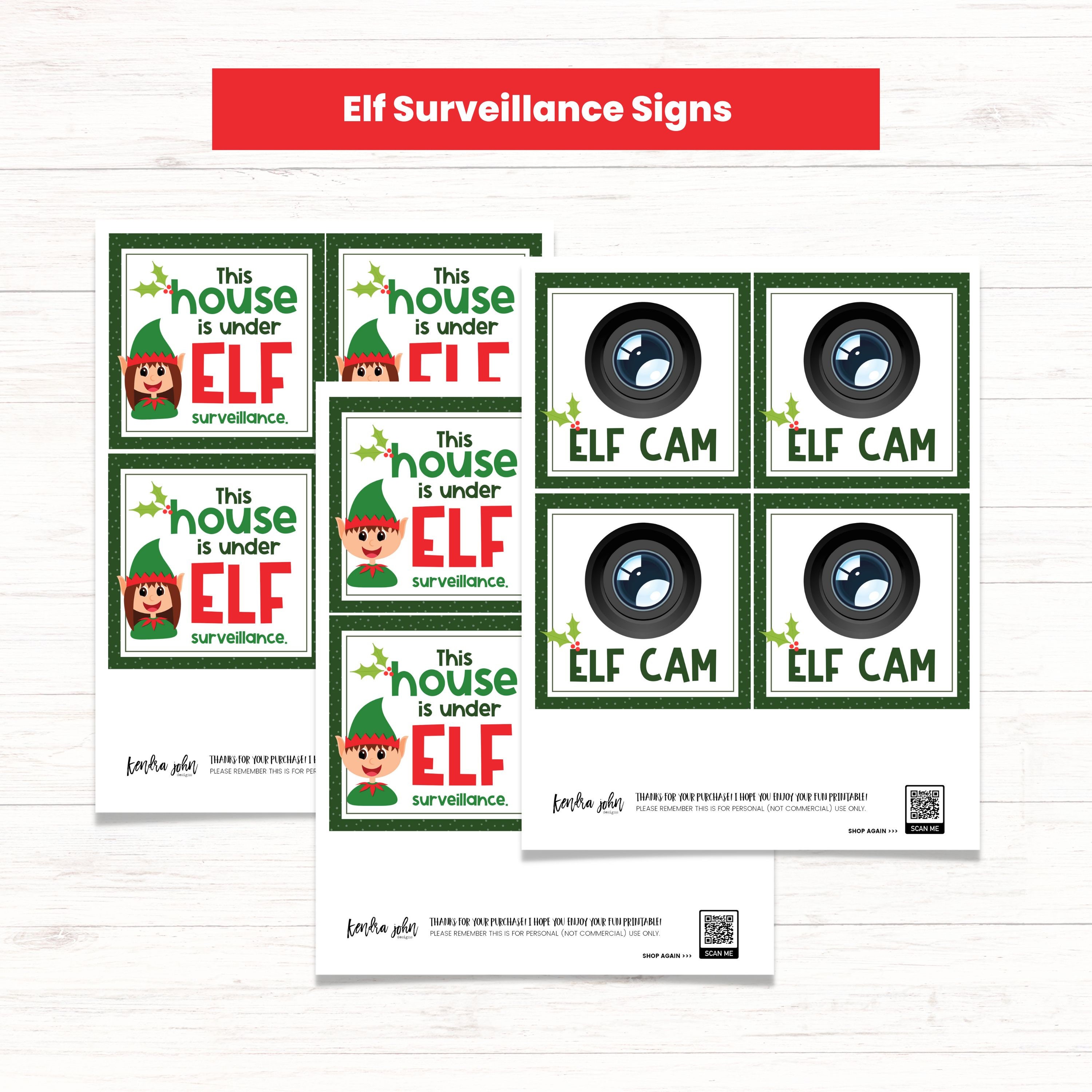 Elf Surveillance Sign, Elf Cam, Elf Watching, Elf Printable, Elf ...