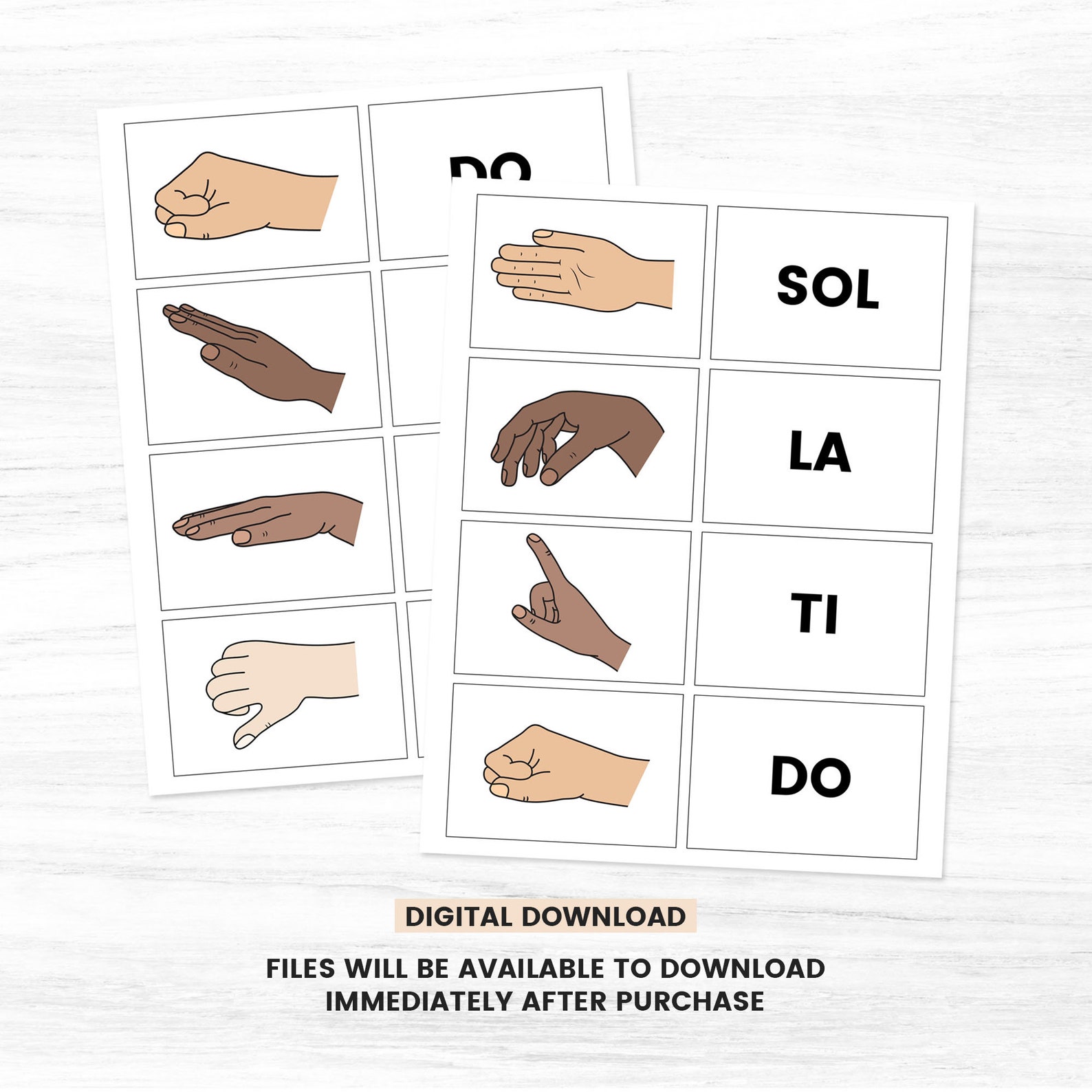 Solfege Flashcards Solfege Hand Signs Printable Elementary - Etsy