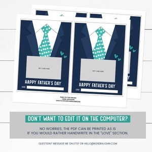 Father's Day Gift Card Holder Printable Father's Day - Etsy